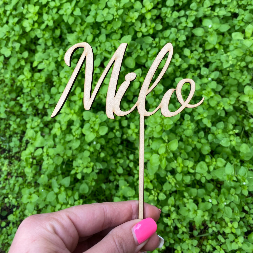 Cake topper en mdf natural nombres